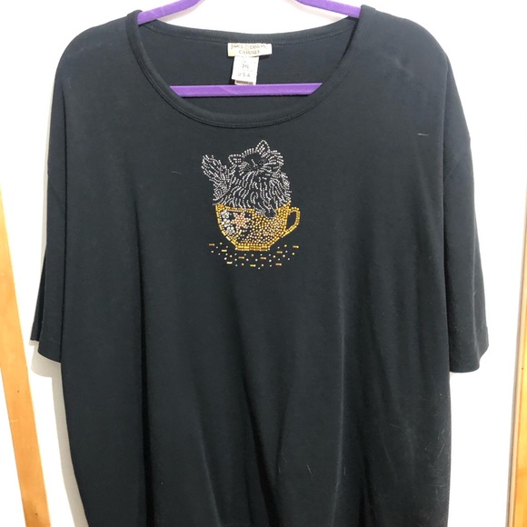 Isaac’s Designs | Tops | Nwot Isaacs Designs Cat Teacup Black Shirt ...